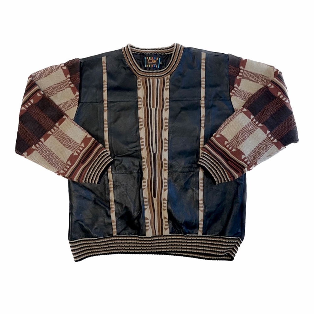 Steven Land Knit And Leather Sweater - Gem